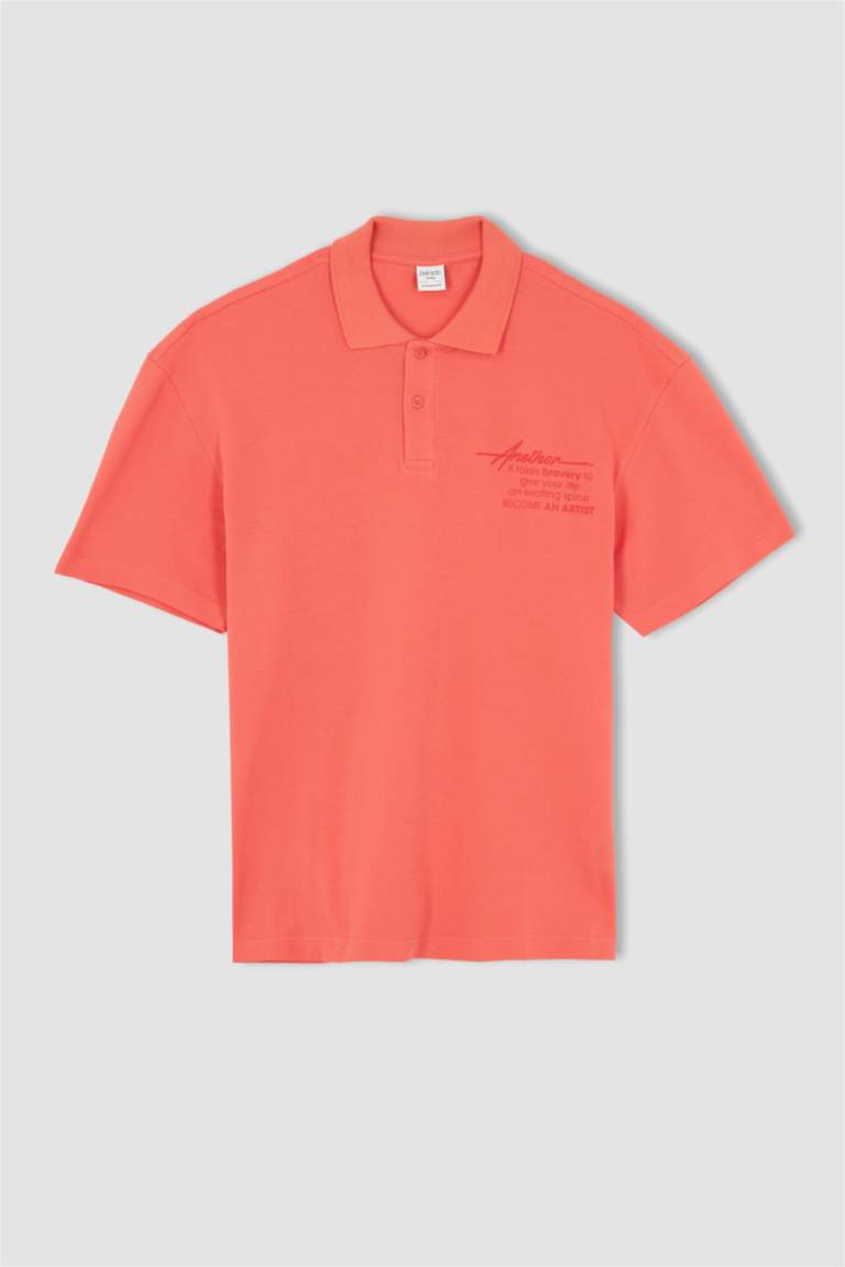 Red Man Boxy Fit Polo Neck Printed Cotton Combed Cotton T-Shirt 2534698 ...