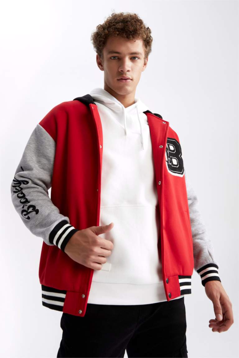 Red MAN Oversize Fit Bomber Collar Soft Hairy Inside Cardigan 2567201 ...