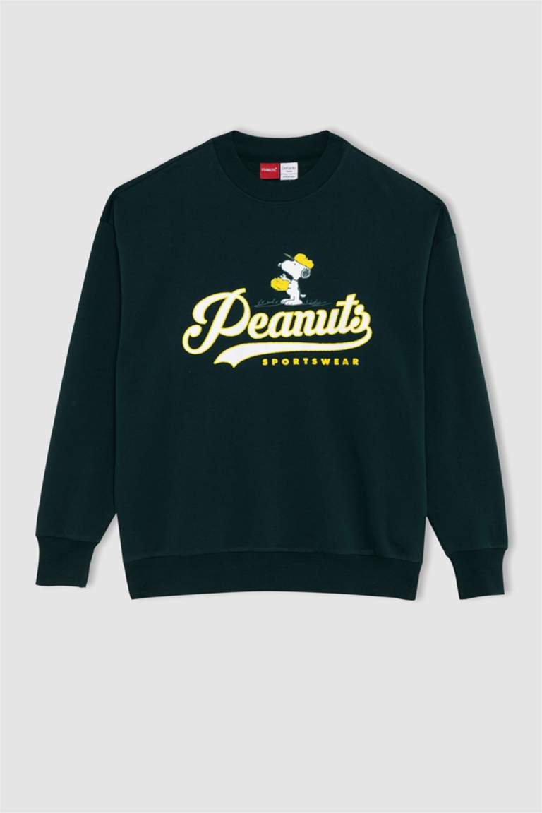 Green MAN Oversize Fit Snoopy Licensed Sweatshirt 2559229 | DeFacto