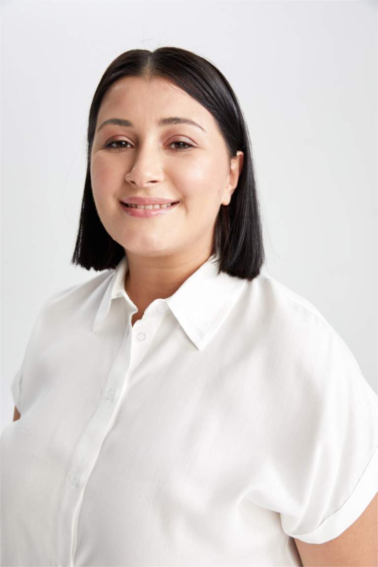 White Woman DF Plus Regular Fit Shirt Collar Plus Size Viscose Short ...