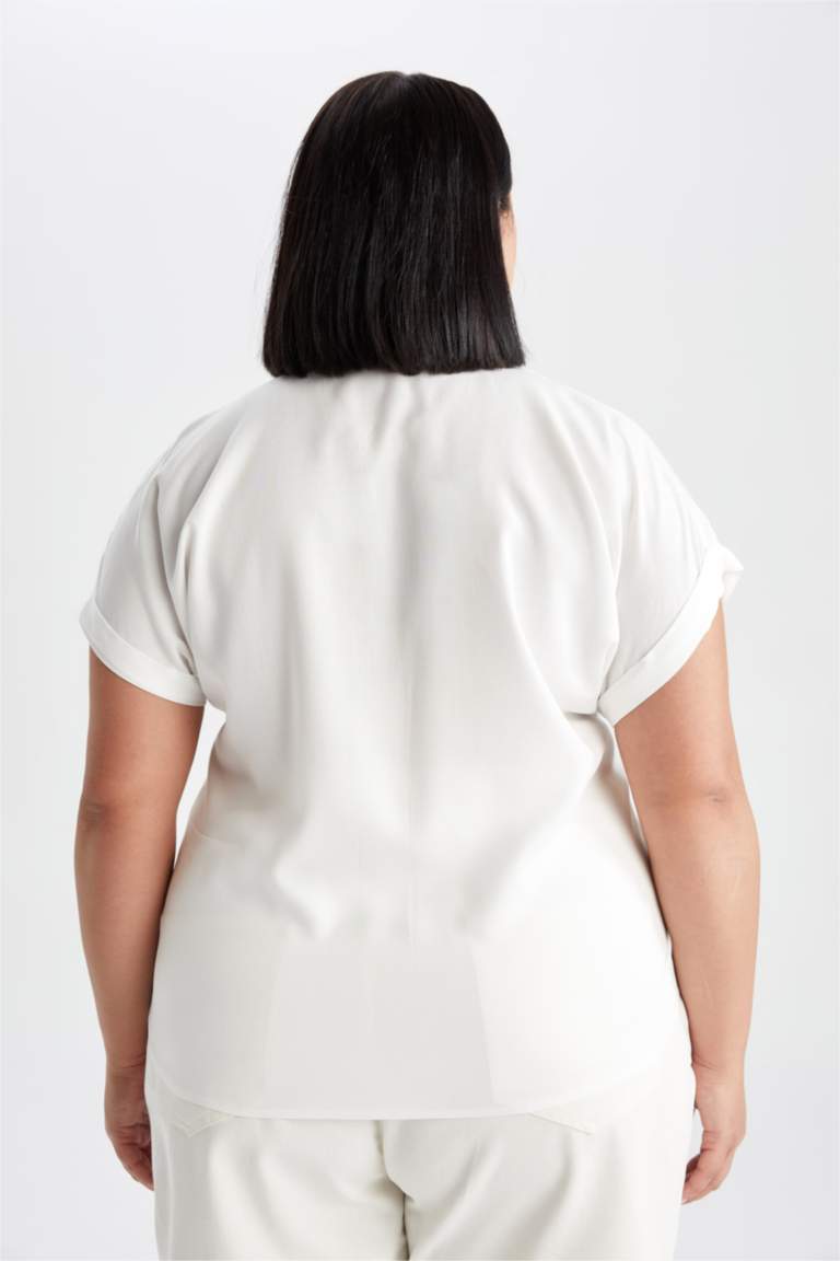 White Woman DF Plus Regular Fit Shirt Collar Plus Size Viscose Short ...