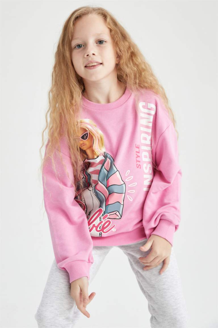 Pink Girls & Teens Relax Fit Barbie Licensed Crew Neck Sweatshirt ...
