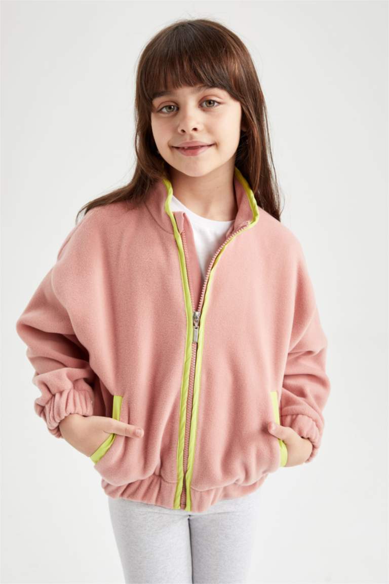 Pink GIRLS & TEENS Relax Fit High Neck Cardigan 2657202 | DeFacto