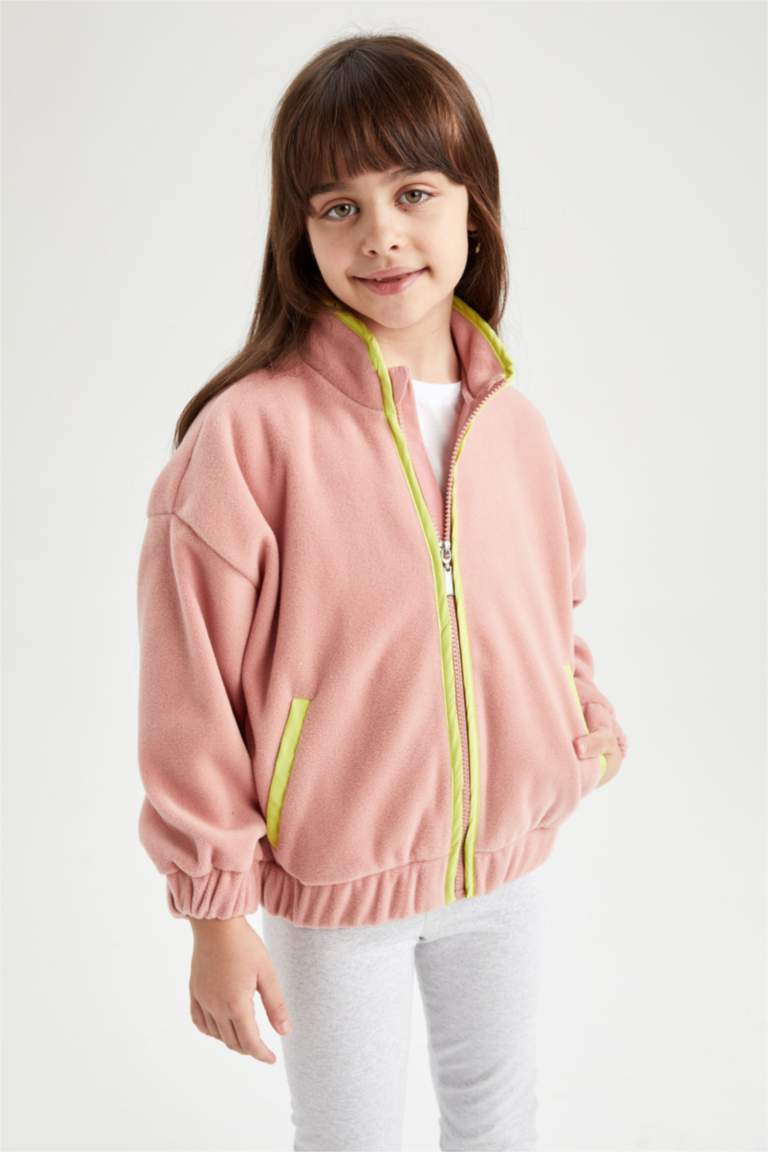 Pink Girls & Teens Relax Fit High Neck Cardigan 2657202 | DeFacto