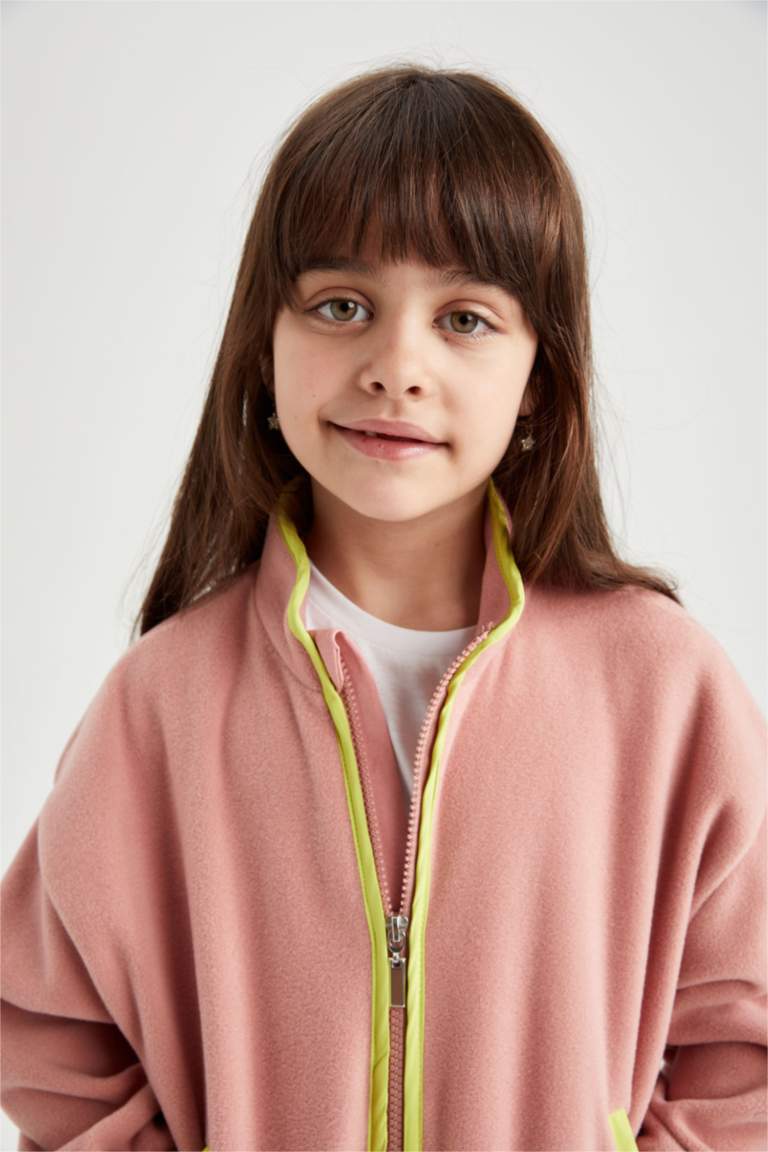 Pink Girls & Teens Relax Fit High Neck Cardigan 2657202 | DeFacto