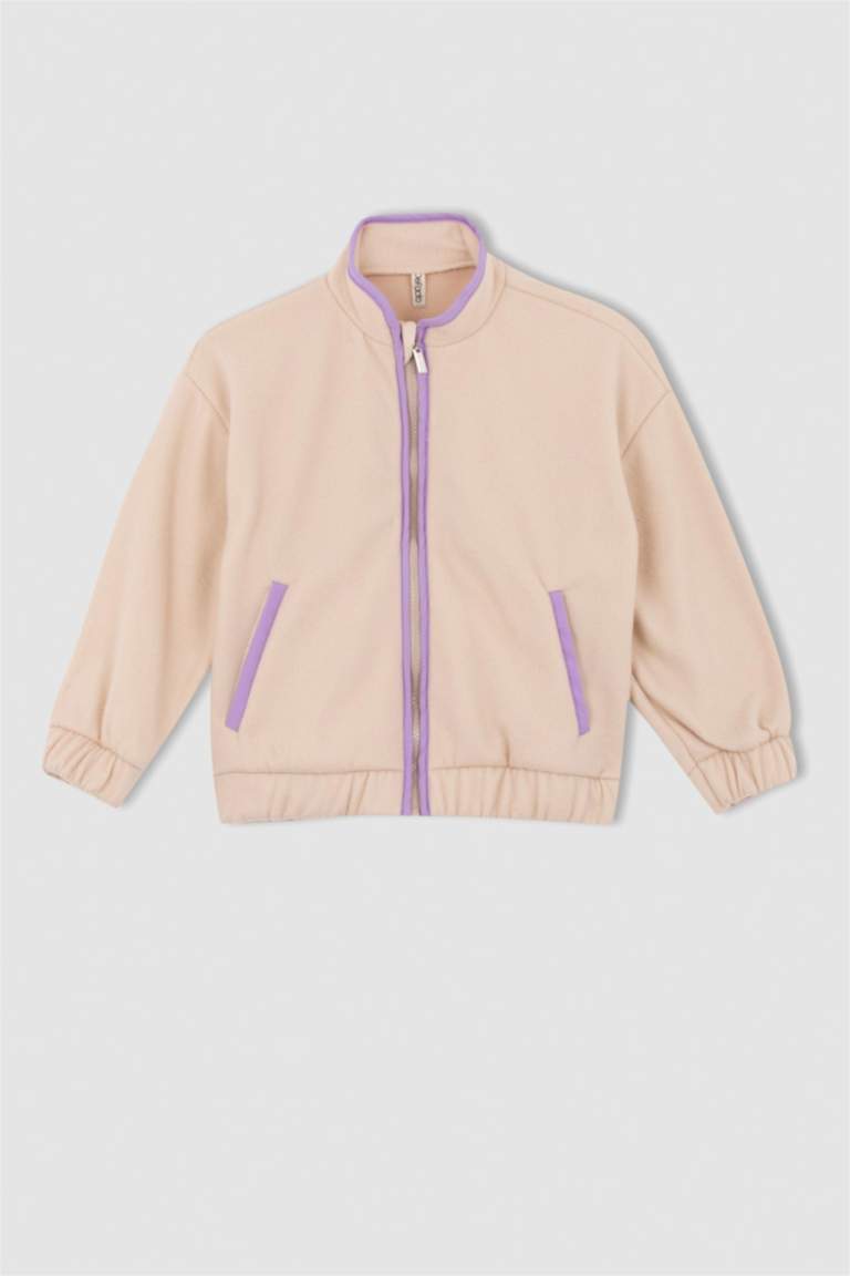 Ecru GIRLS & TEENS Relax Fit High Neck Cardigan 2657204 | DeFacto