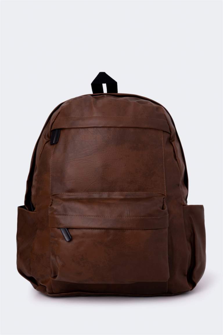 Brown MAN Faux Leather Backpack 2563624 | DeFacto