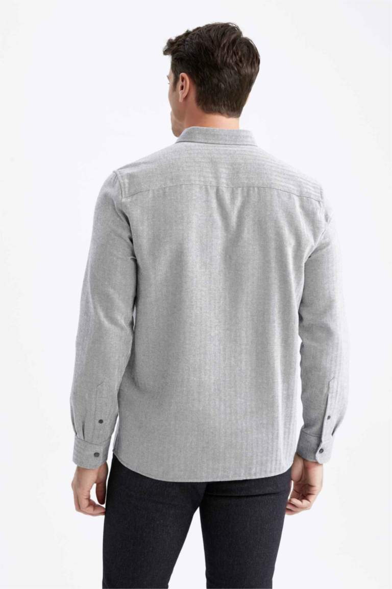 Grey MAN Regular Fit Shirt Collar Flanel Long Sleeve Shirt 2651301 ...