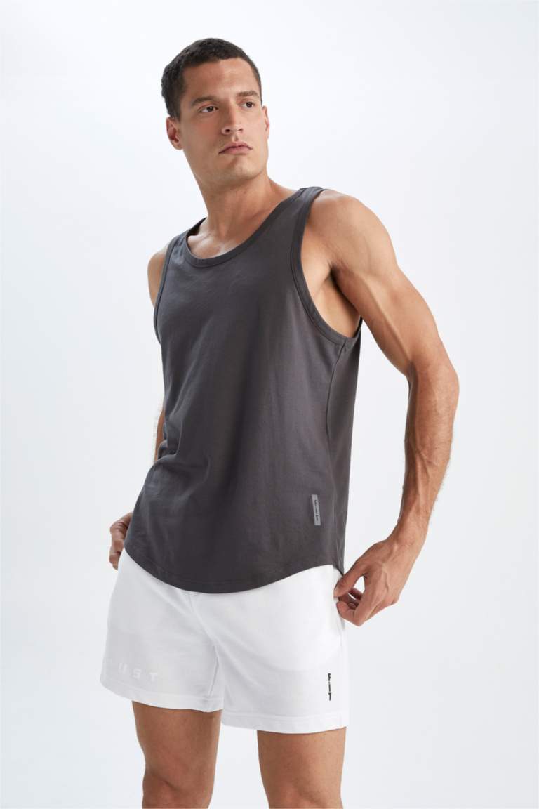 Anthracite MAN Long Fit Crew Neck Tank Top 2631239 | DeFacto