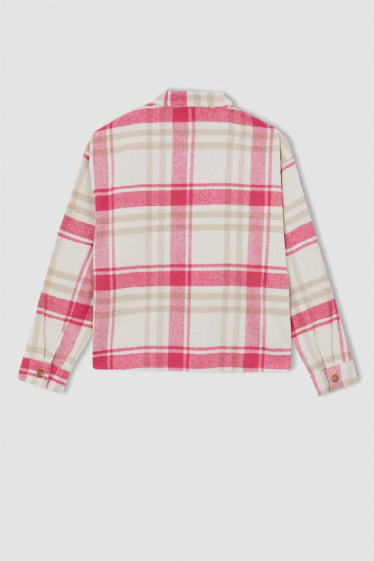 Pink WOMAN Shirt Collar Flanel Long Sleeve Shirt 2567378 | DeFacto