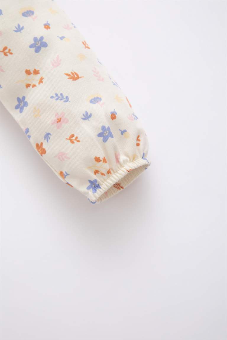 Beige BABY GIRL Regular Fit Twill Flower Long Sleeve Shirt 2630515 ...