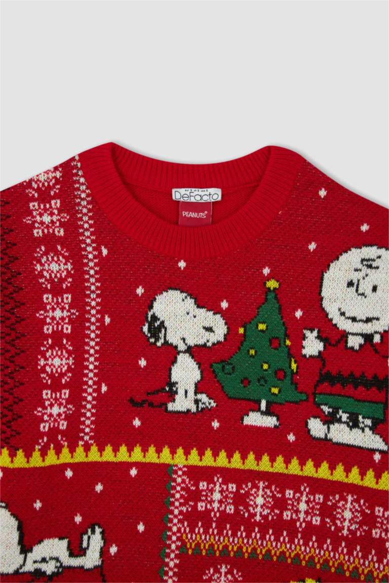 Red WOMAN Oversize Fit Christmas Themed Snoopy Crew Neck Pullover ...