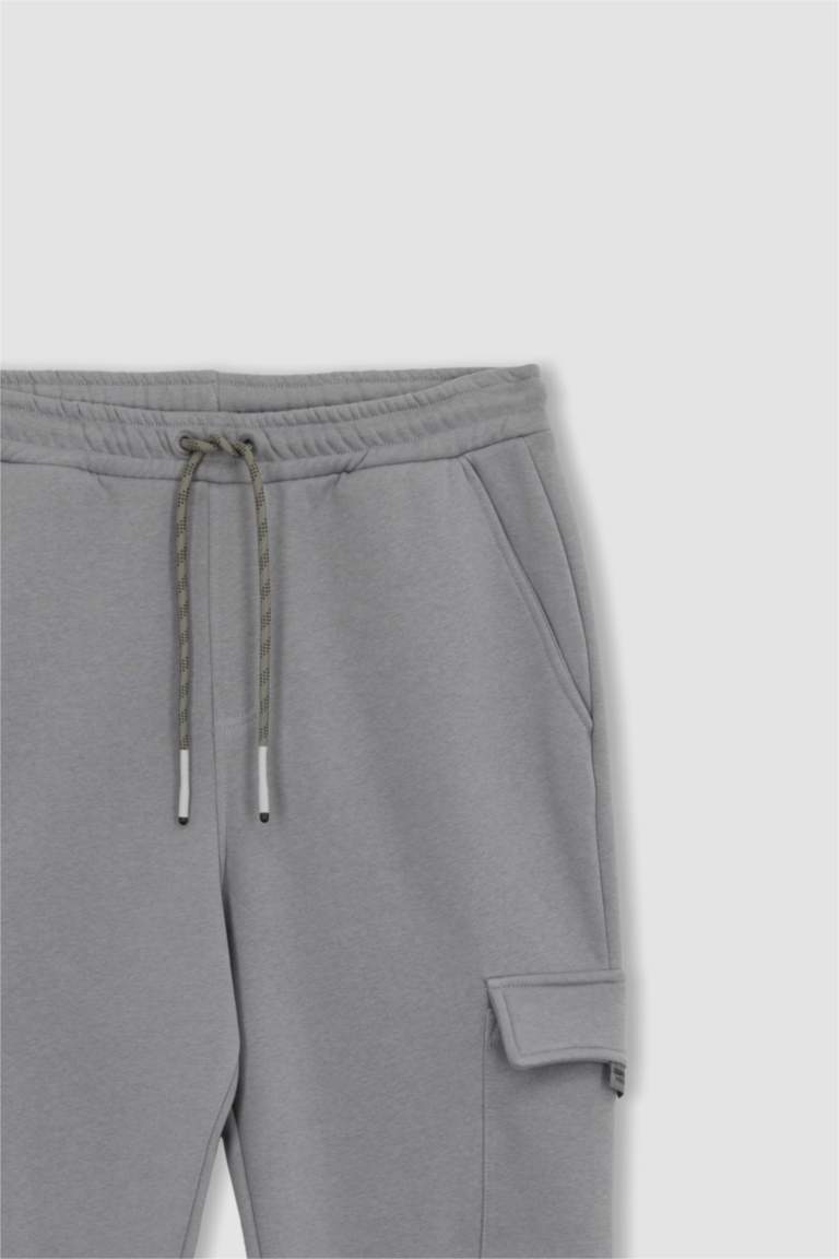 Grey MAN Regular Fit Rib Hem With Cargo Pocket Trousers 2702545 | DeFacto