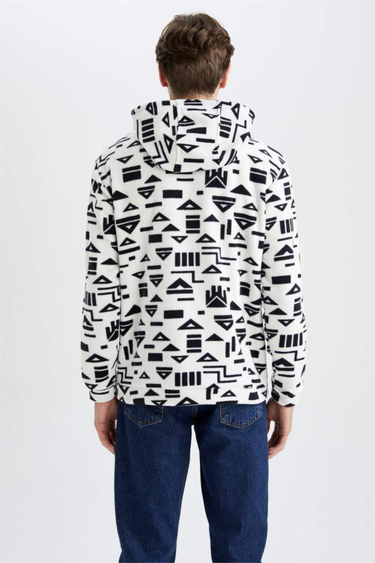 White MAN Regular Fit Hooded Patterned Polar Fleece Sweatshirt 2734249 ...