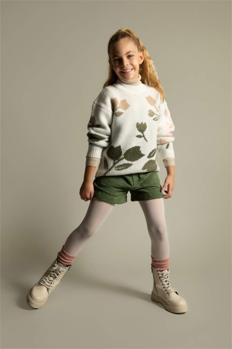 Green GIRLS & TEENS Girl Velvet Shorts Socks Set - 2 2657424 | DeFacto