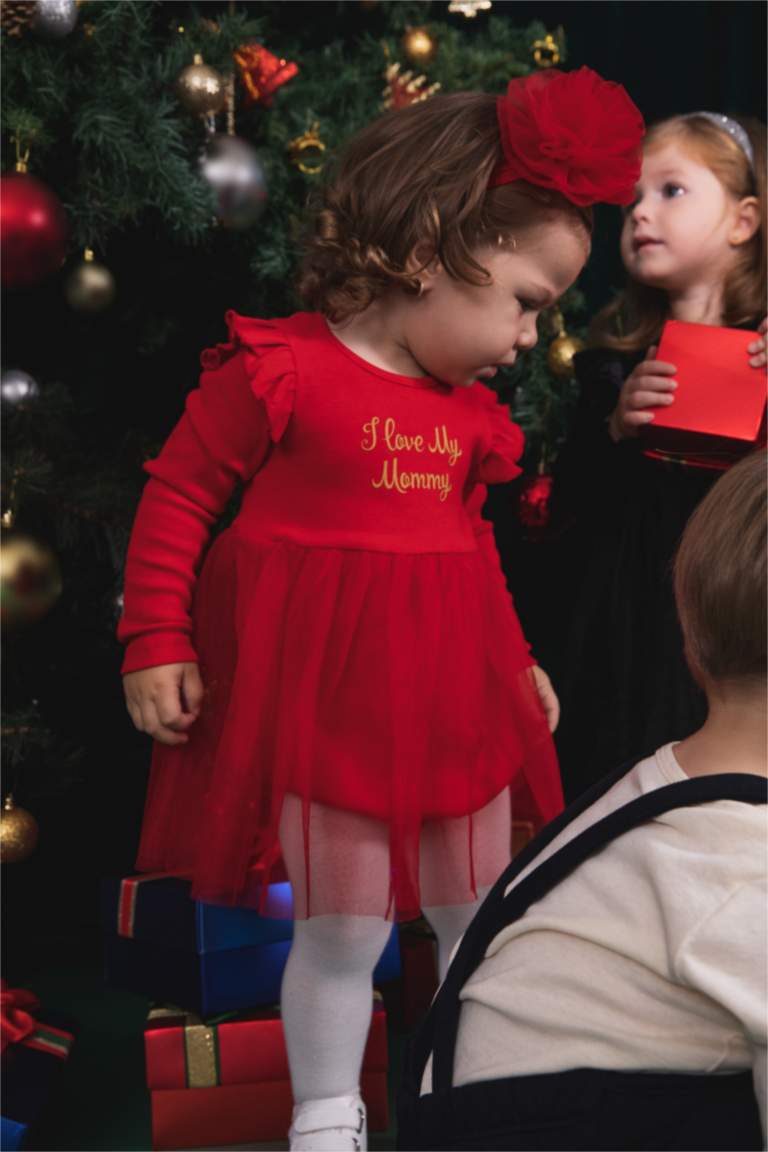 Red Baby Girl Baby Girl Christmas Themed Newborn Socks Hair Band Dress ...