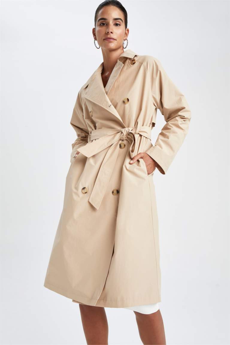 Brown WOMAN Relax Fit Trench Coat 2657239 | DeFacto