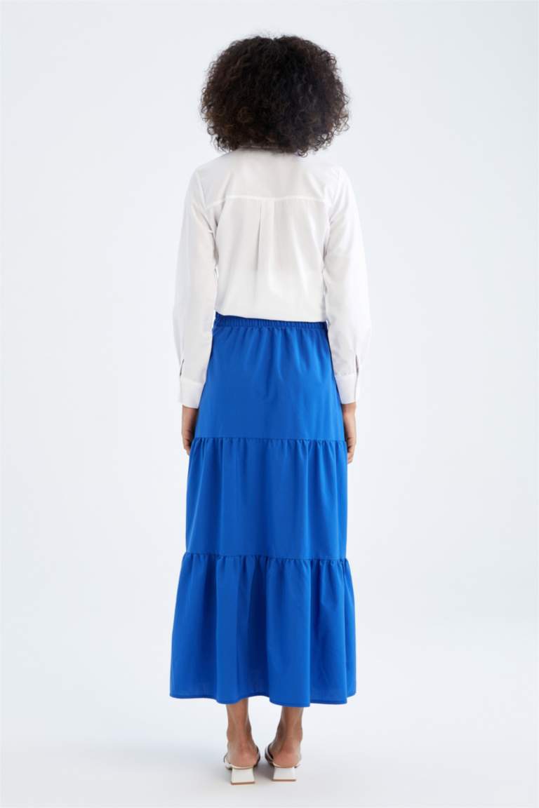 Blue Woman A-Line Poplin Maxi Skirt 2648544 | DeFacto