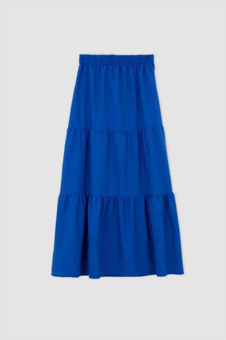 Blue Woman A-Line Poplin Maxi Skirt 2648544 | DeFacto