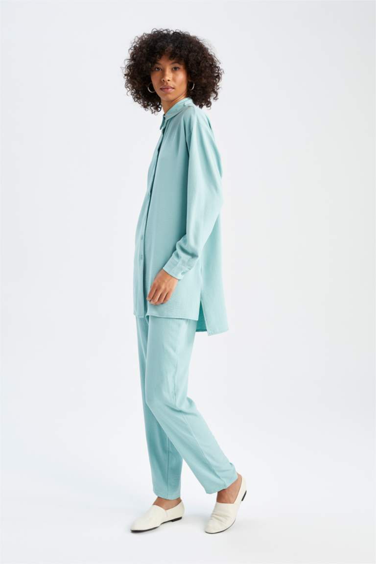 Turkuaz Kadın Regular Fit Uzun Kollu Gömlek Tunik 2646661 | DeFacto