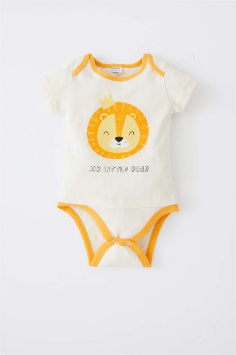 Ecru BABY BOY Baby Boy Crew Neck Short Sleeve Snap Snap Body 2631151 ...