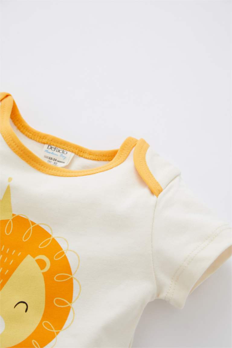 Ecru BABY BOY Baby Boy Crew Neck Short Sleeve Snap Snap Body 2631151 ...