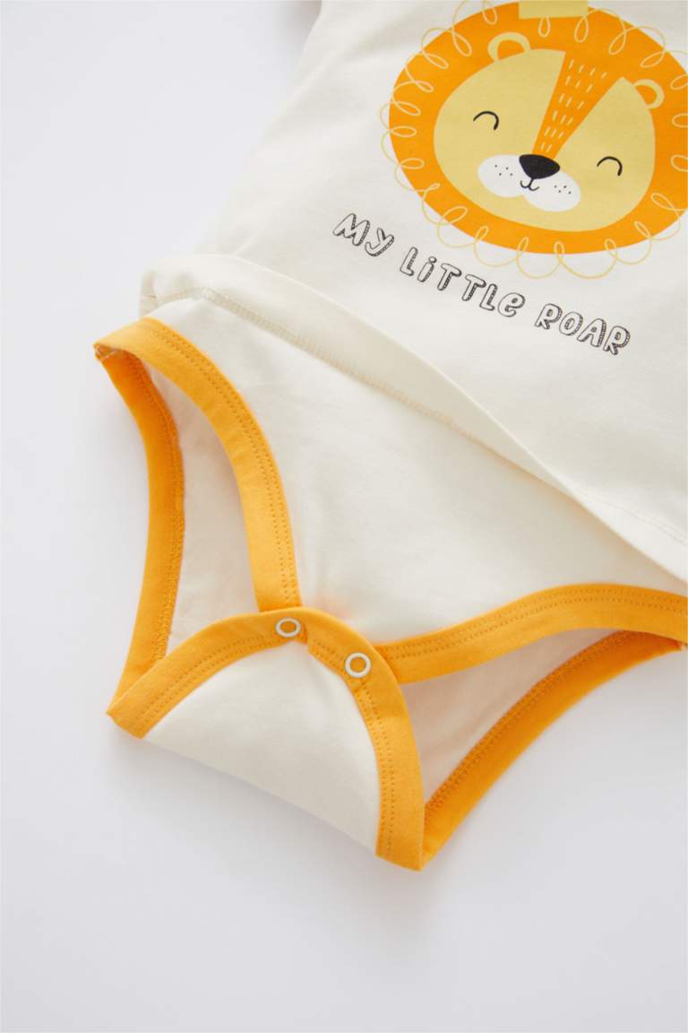 Ecru BABY BOY Baby Boy Crew Neck Short Sleeve Snap Snap Body 2631151 ...