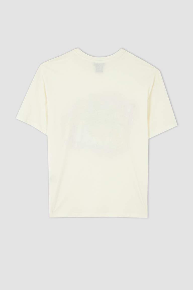 Beige Woman Coool Rick And Morty Licensed Oversize Fit Crew Neck
