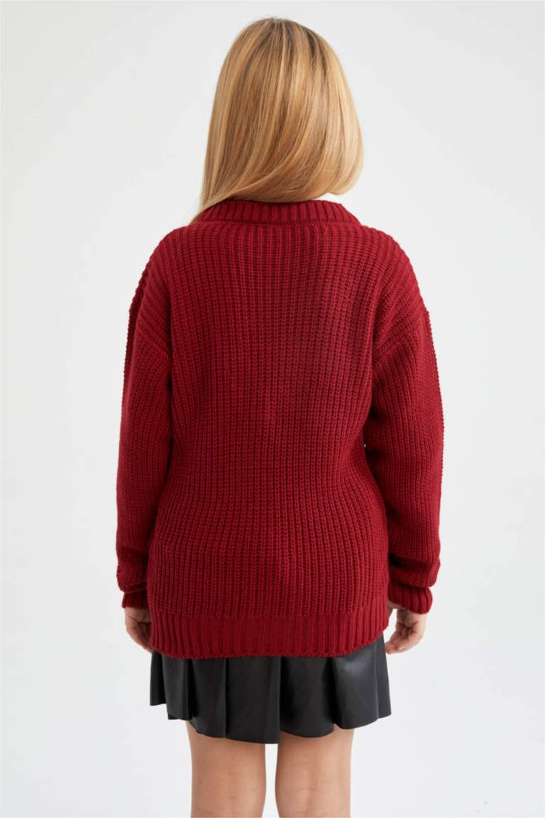 Red GIRLS & TEENS Girls' V Neck Knitwear Cardigan 2683842 | DeFacto