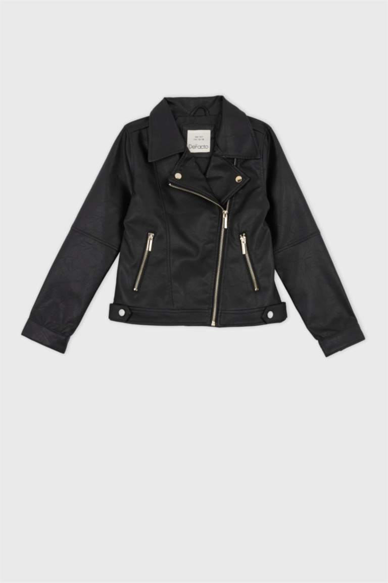 Black GIRLS & TEENS Girl Waterproof Faux Leather Jacket 2693887 | DeFacto