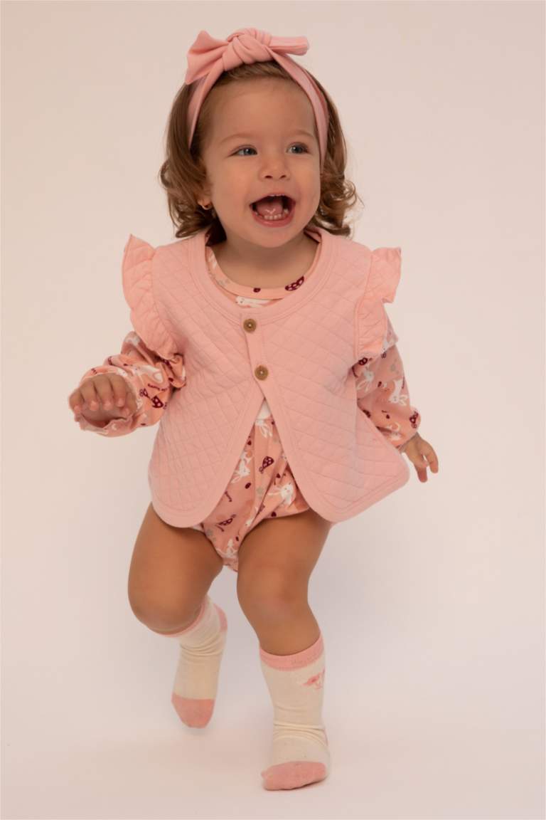 Pink BABY GIRL 3 piece Regular Fit Envelope Neck Set 2683800 | DeFacto