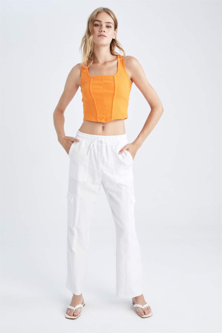 Orange WOMAN Fitted Ribbed Camisole Athlete 2672809 | DeFacto