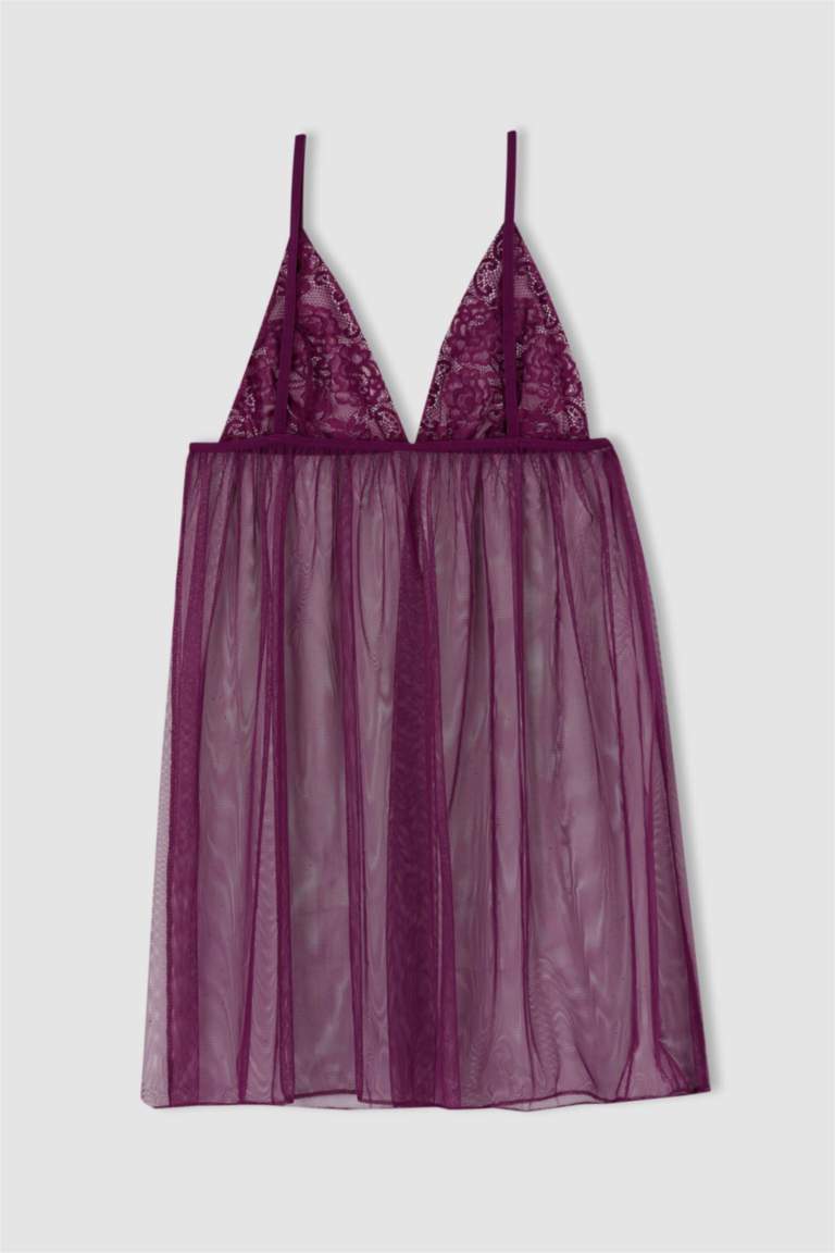 Mor Kadın Fall in Love Babydoll V Yaka Gecelik 2679905 | DeFacto