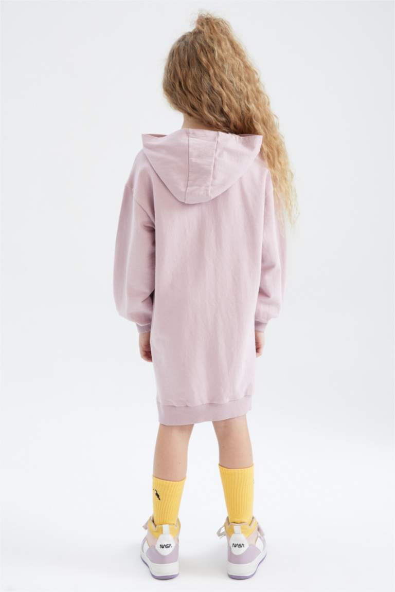 Pink GIRLS & TEENS Girl Printed Hooded Sweatshirt Dress 2687066 | DeFacto