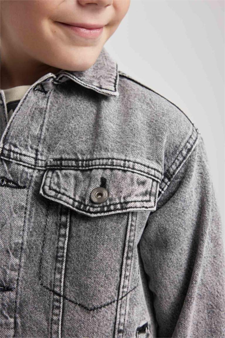 Grey Boys & Teens Boy Polo Neck Jean Jacket 2758808 | DeFacto