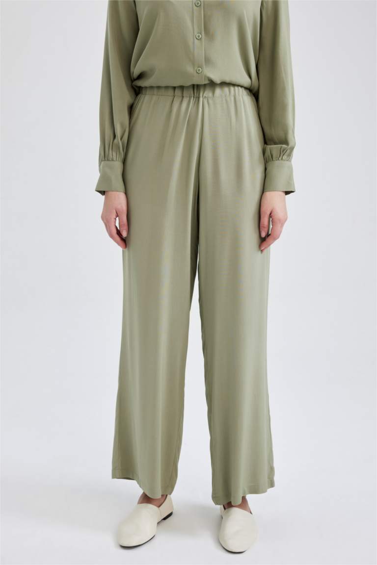 Turquoise WOMAN Palazzo Viscose Trousers 2715897 | DeFacto