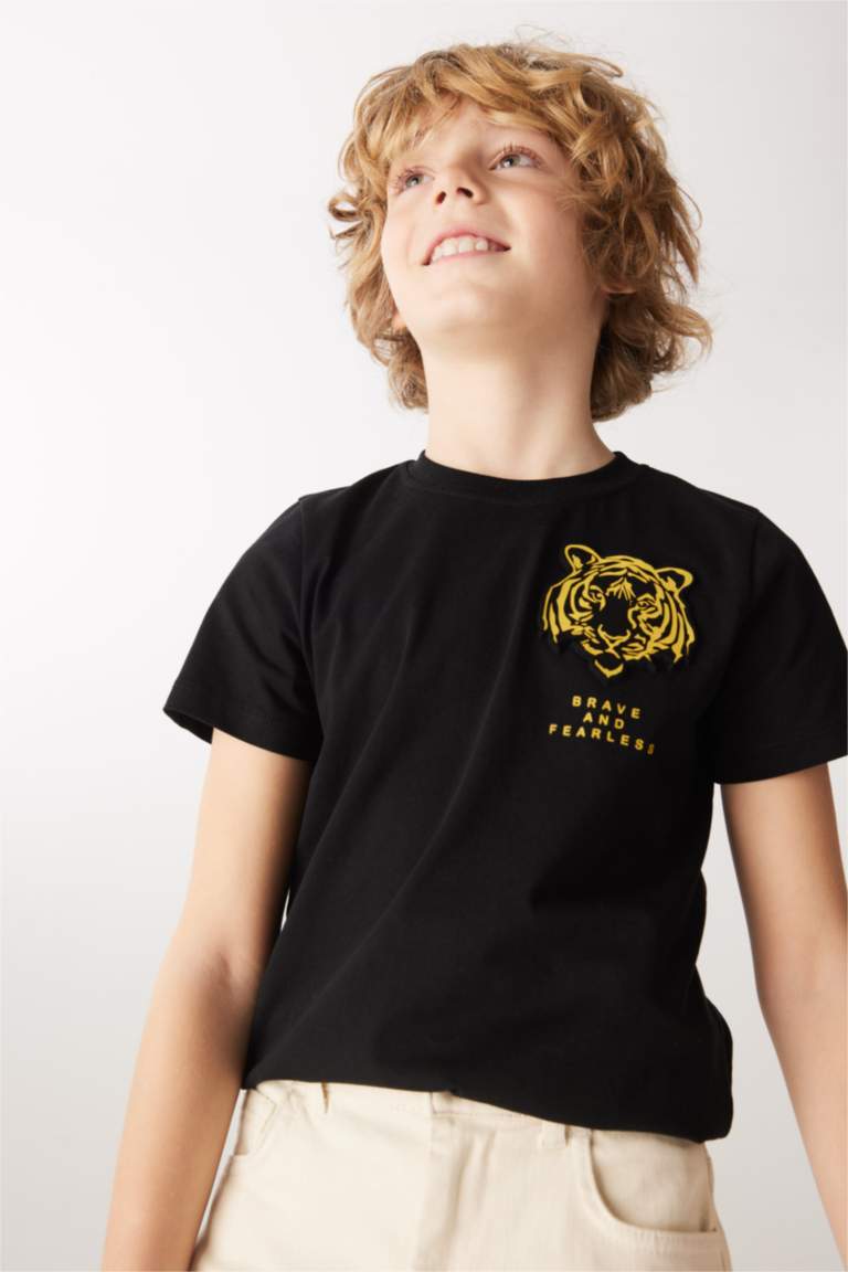 Noir GARÇONS T-Shirt À Manches Courtes İmprimé À Col Rond Et Coupe ...