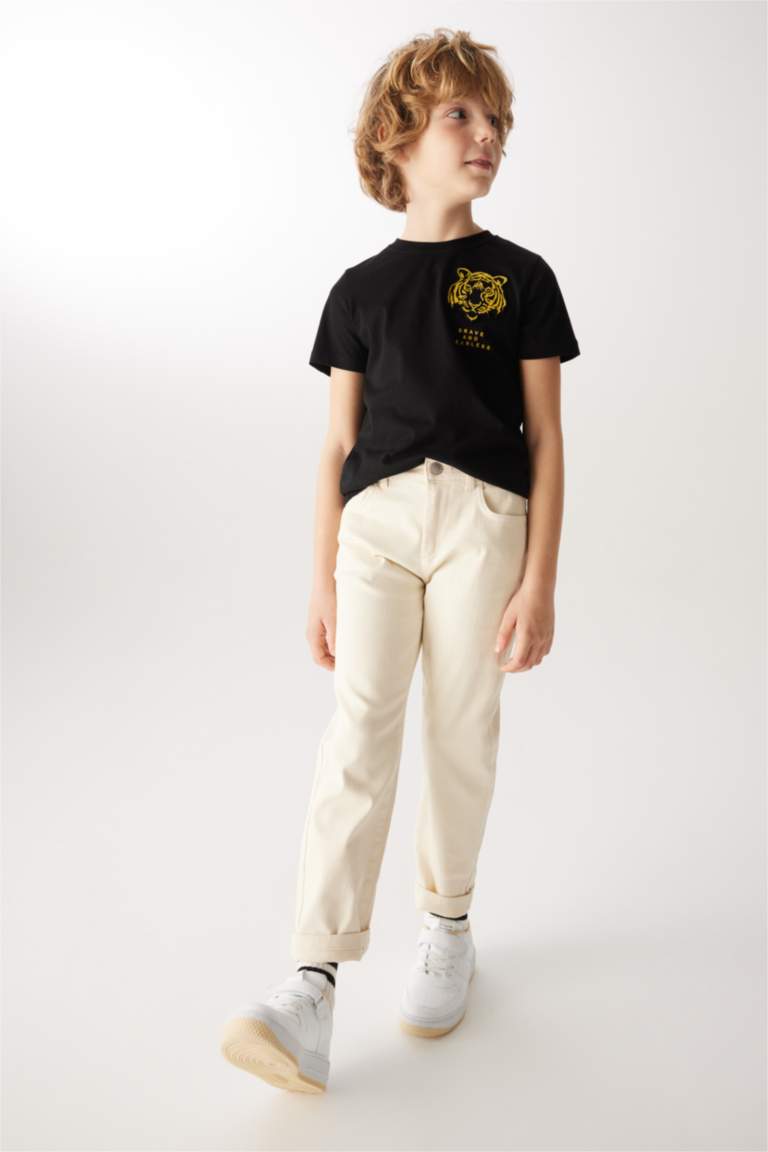 Noir GARÇONS T-Shirt À Manches Courtes İmprimé À Col Rond Et Coupe ...