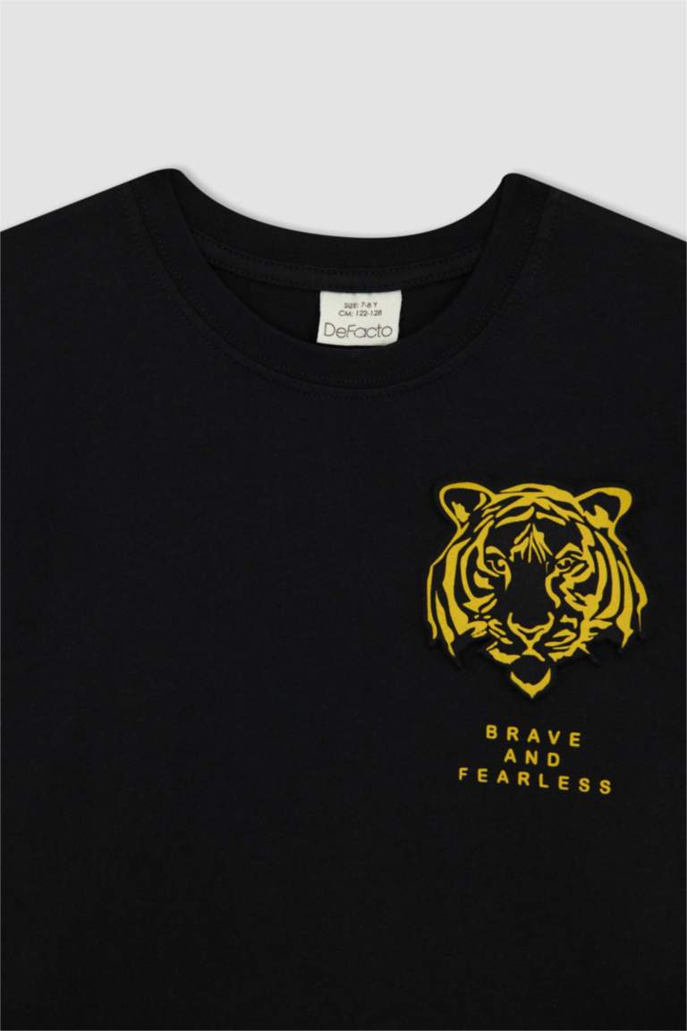 Noir GARÇONS T-Shirt À Manches Courtes İmprimé À Col Rond Et Coupe ...