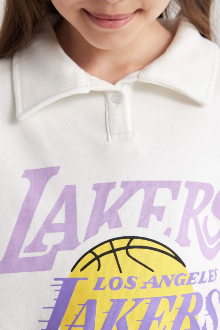Ecru GIRLS & TEENS Girls NBA Los Angeles Lakers Regular Fit Polo Neck ...