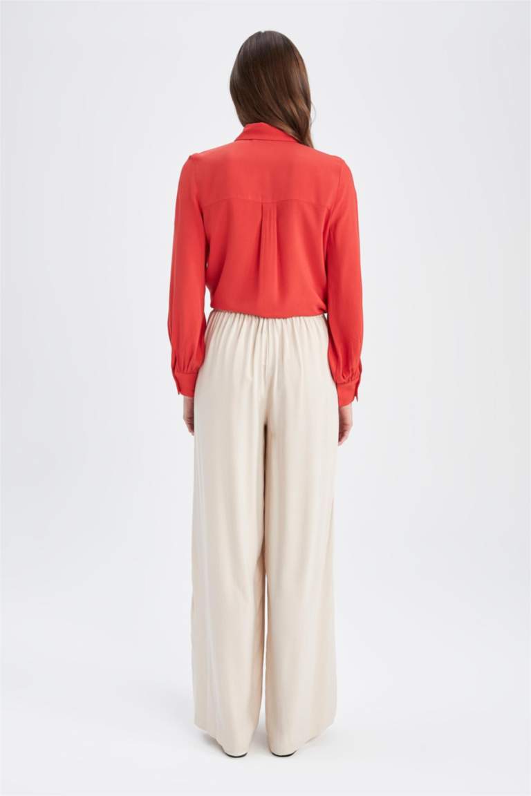 Beige Woman Palazzo Viscose Trousers 2732803 | DeFacto