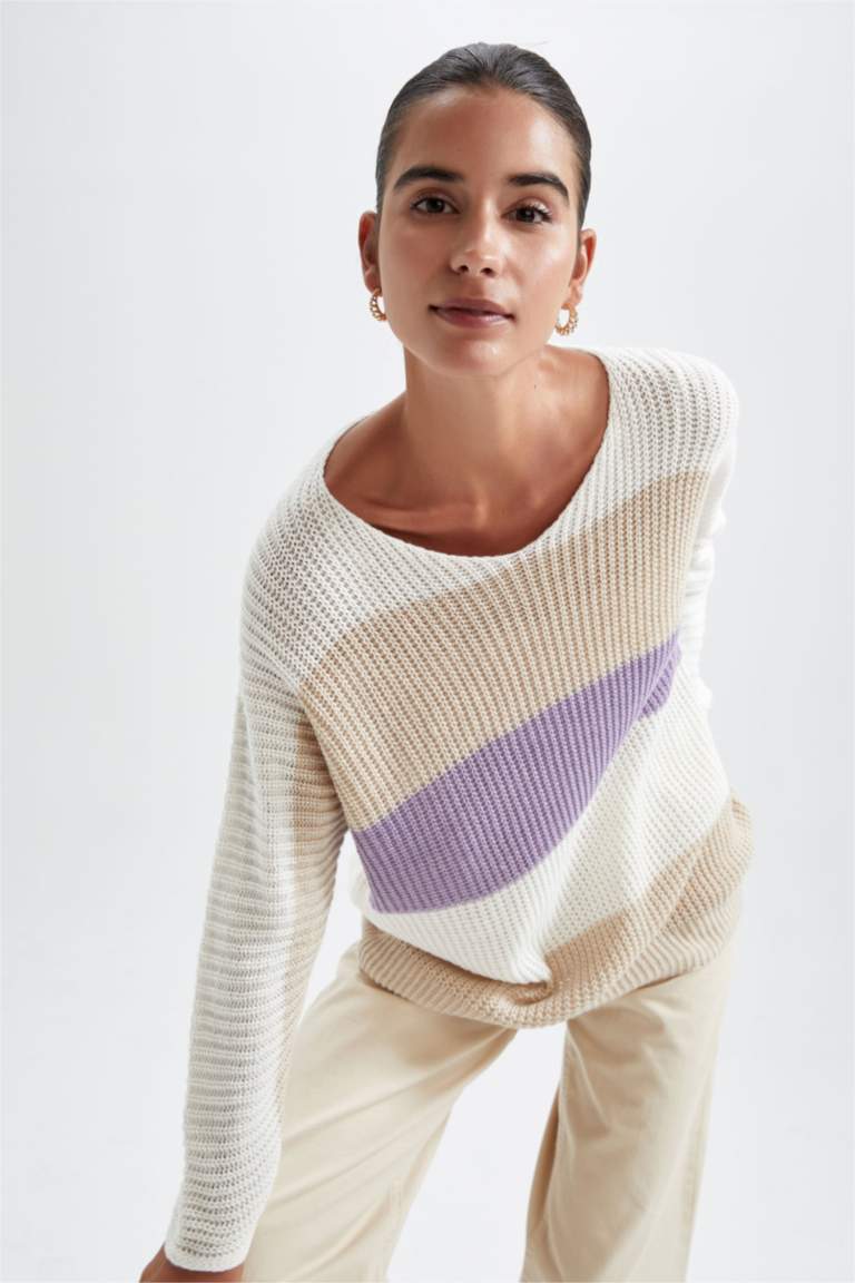 Purple WOMAN Oversize Fit Crew Neck Thessaloniki Fabric Pullover ...