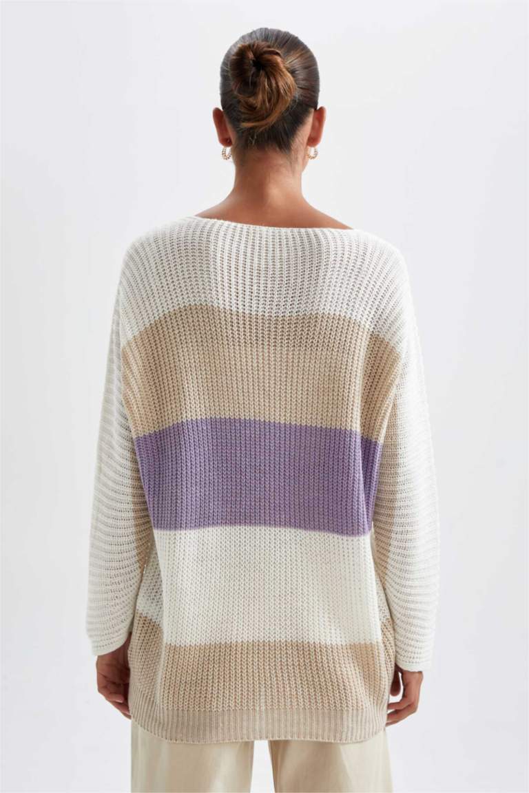 Purple WOMAN Oversize Fit Crew Neck Thessaloniki Fabric Pullover ...