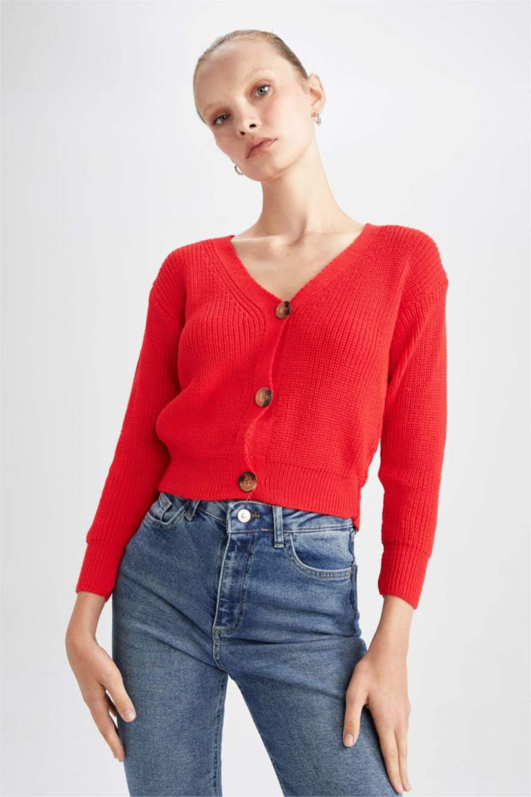 Kırmızı Жіночий Кардіган стандартного крою для жінок 2720758 | DeFacto