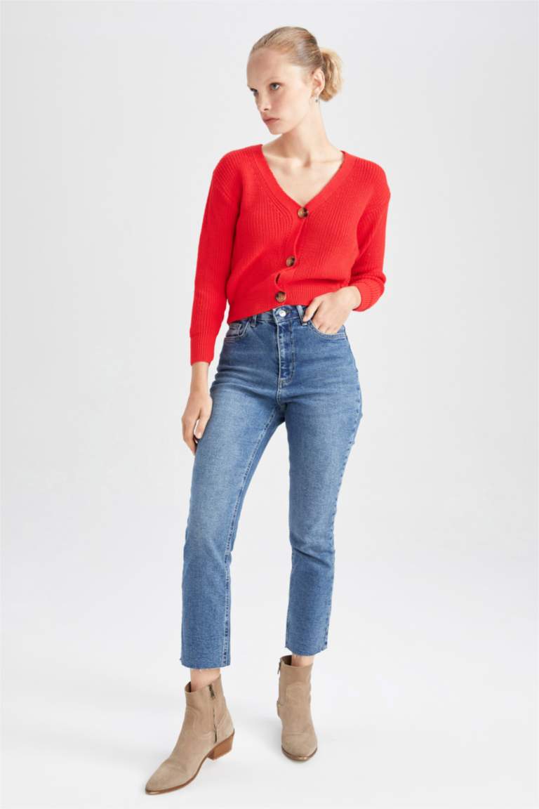 червоний Жіночий Кардіган стандартного крою для жінок 2720758 | DeFacto