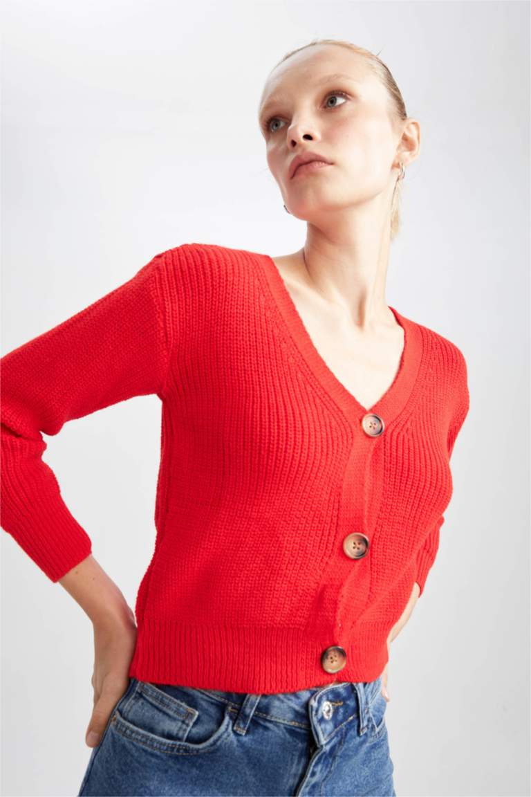 червоний Жіночий Кардіган стандартного крою для жінок 2720758 | DeFacto