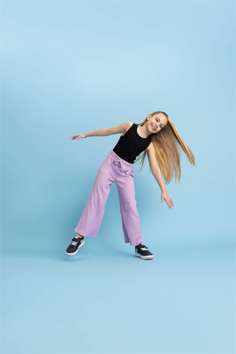 Purple GIRLS & TEENS Girl Wide Leg Crinkle Fabric Trousers 2767024 ...