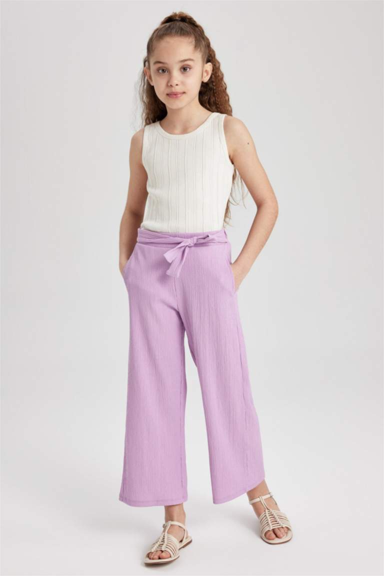 Purple GIRLS & TEENS Girl Wide Leg Crinkle Fabric Trousers 2767024 ...