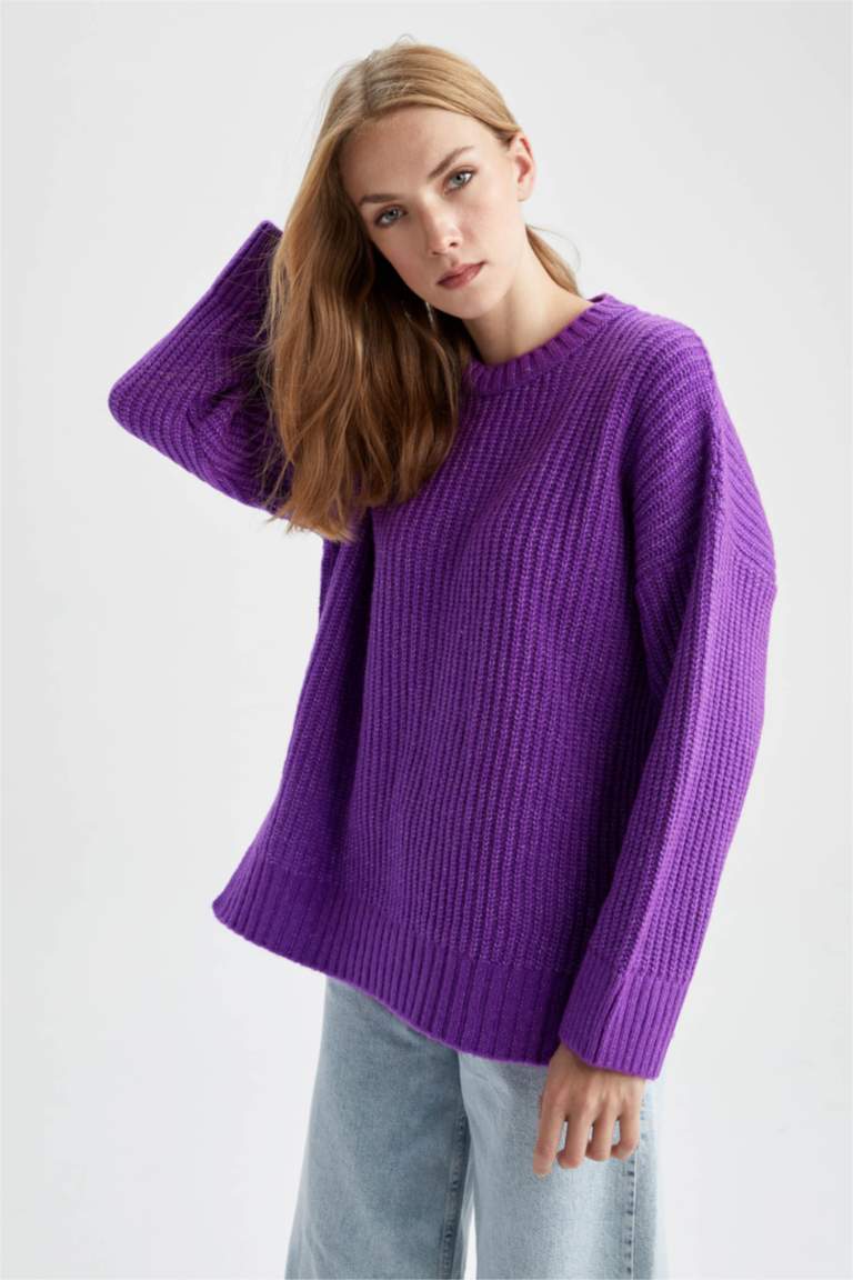 Pink WOMAN Oversize Fit Crew Neck Thessaloniki Fabric Pullover 2723234 ...