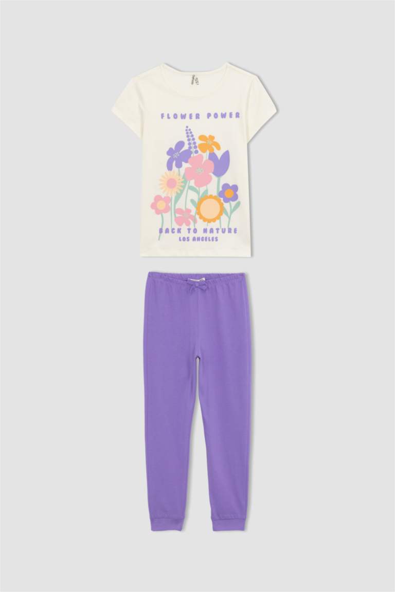 Ecru GIRLS & TEENS Girl Printed Short Sleeve Pajamas Set 2752723 | DeFacto